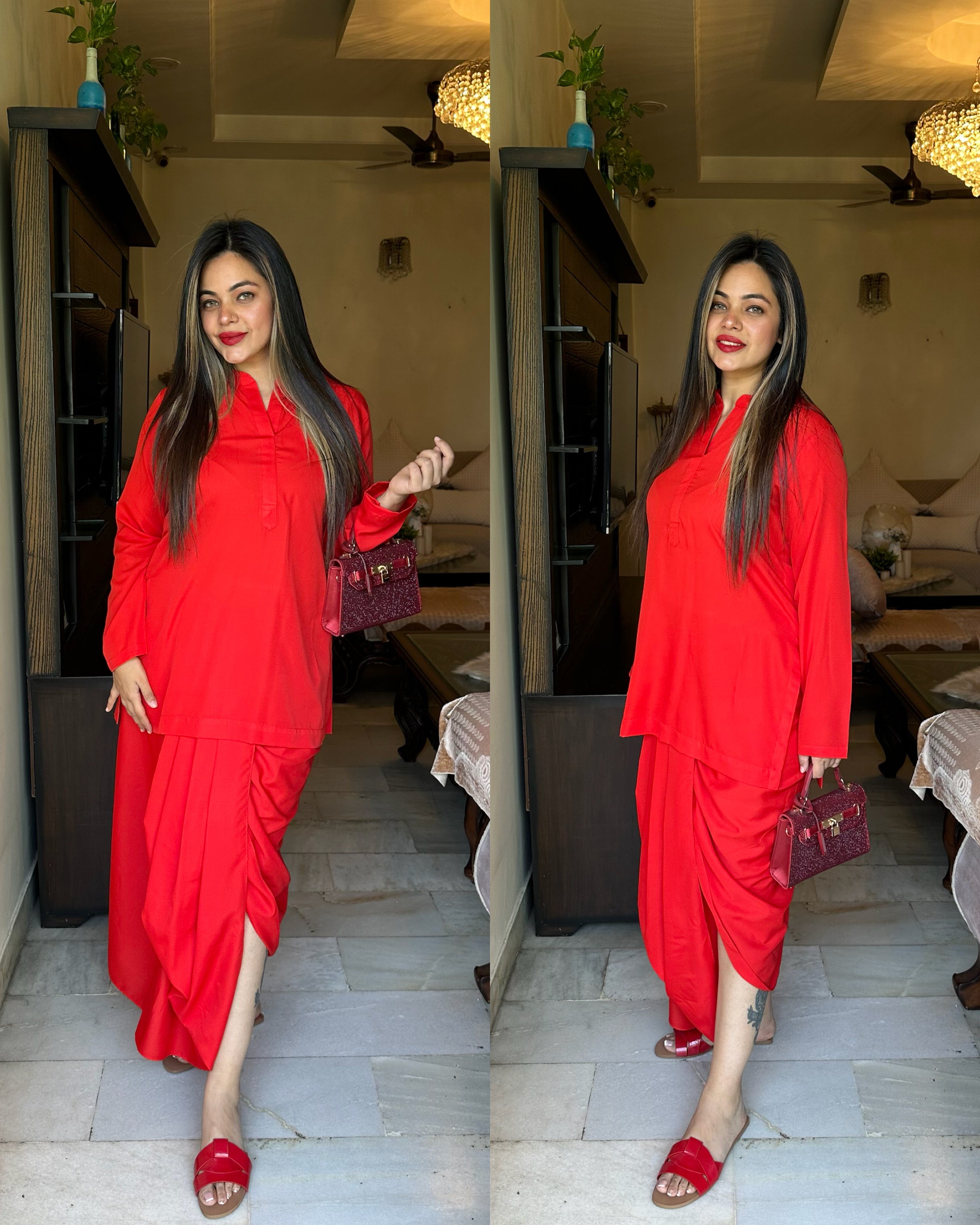 Red lungi set – SRISHTI