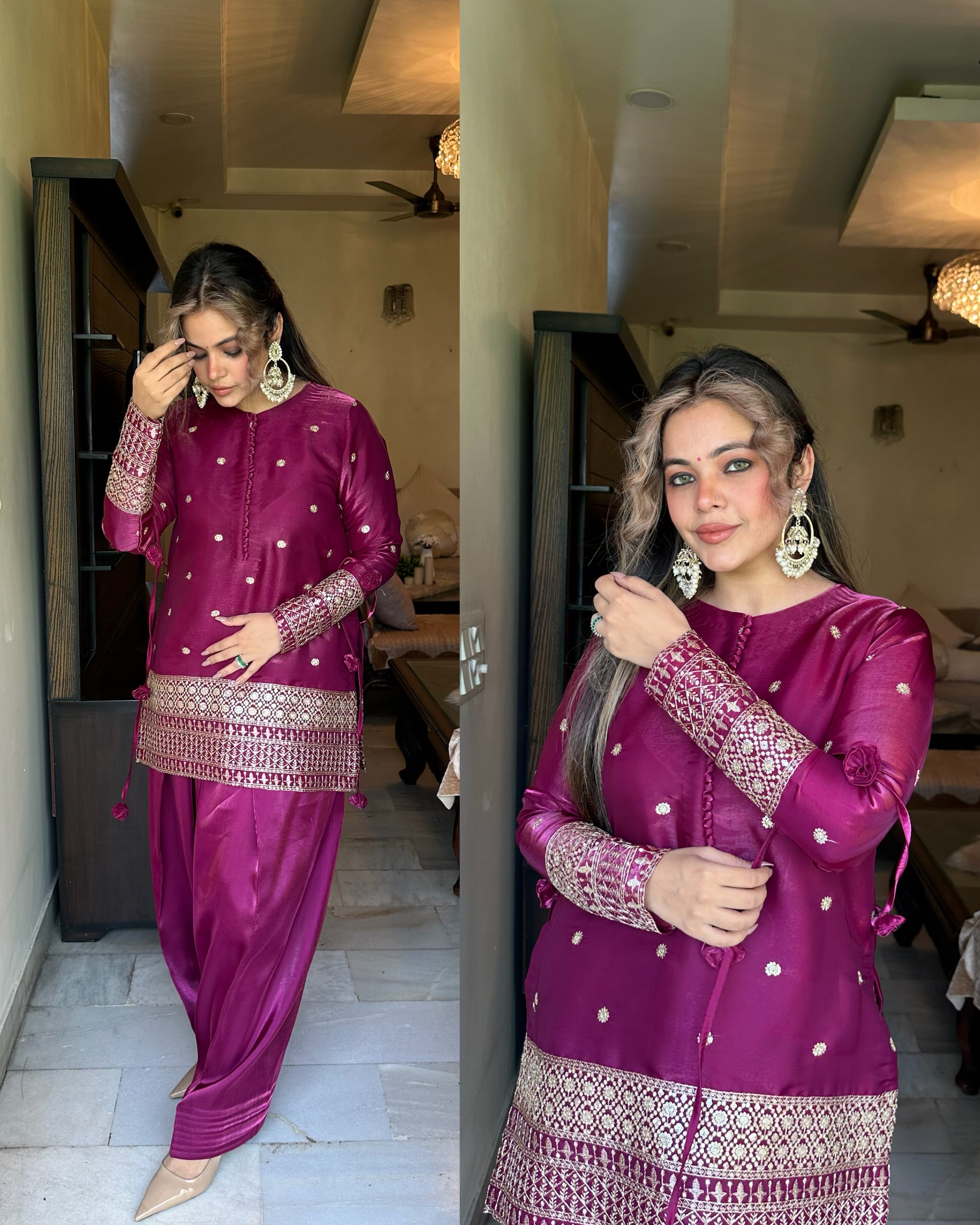 Wine purple farsi salwar embroidered suit – SRISHTI
