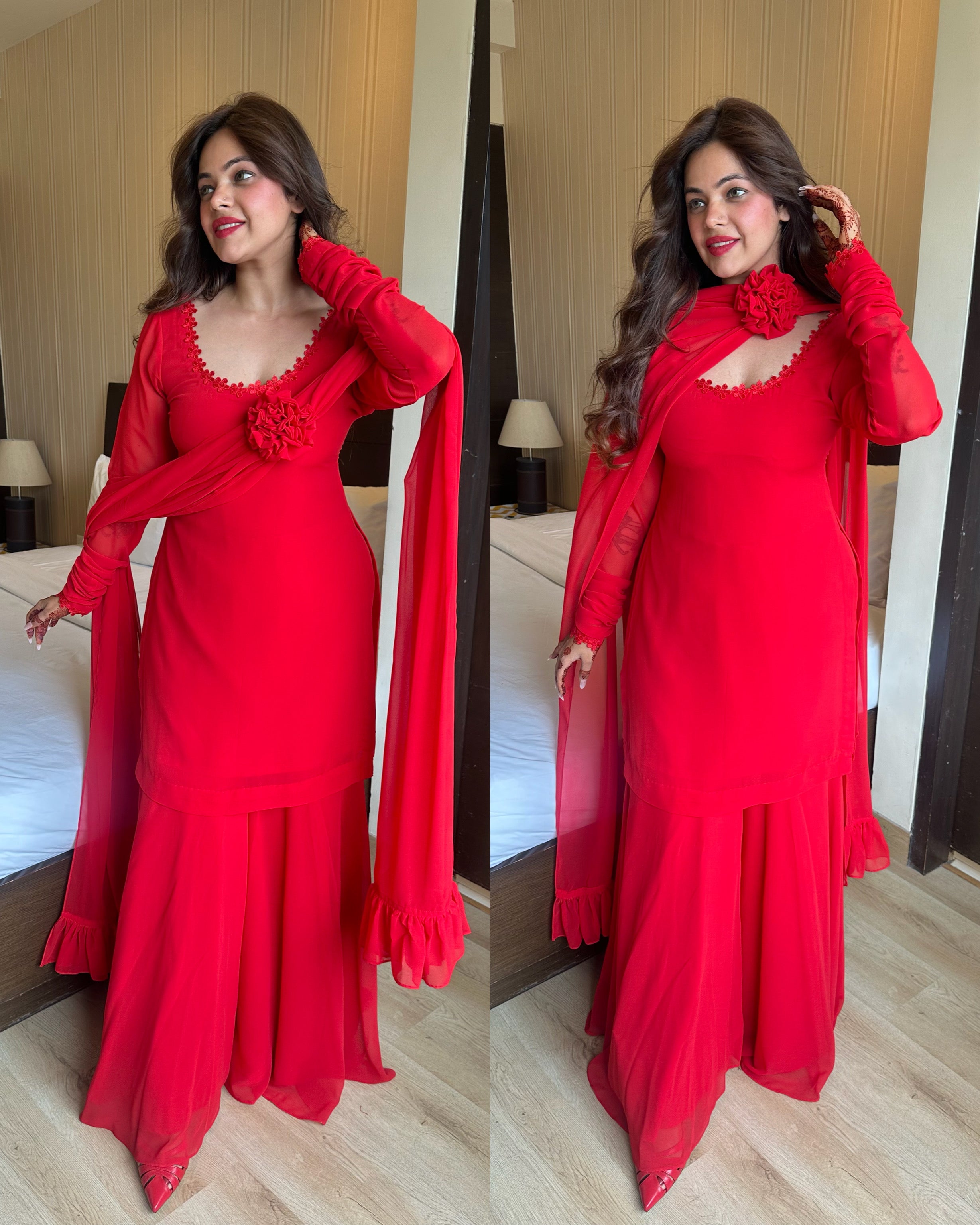 Red rose sharara suit – SRISHTI