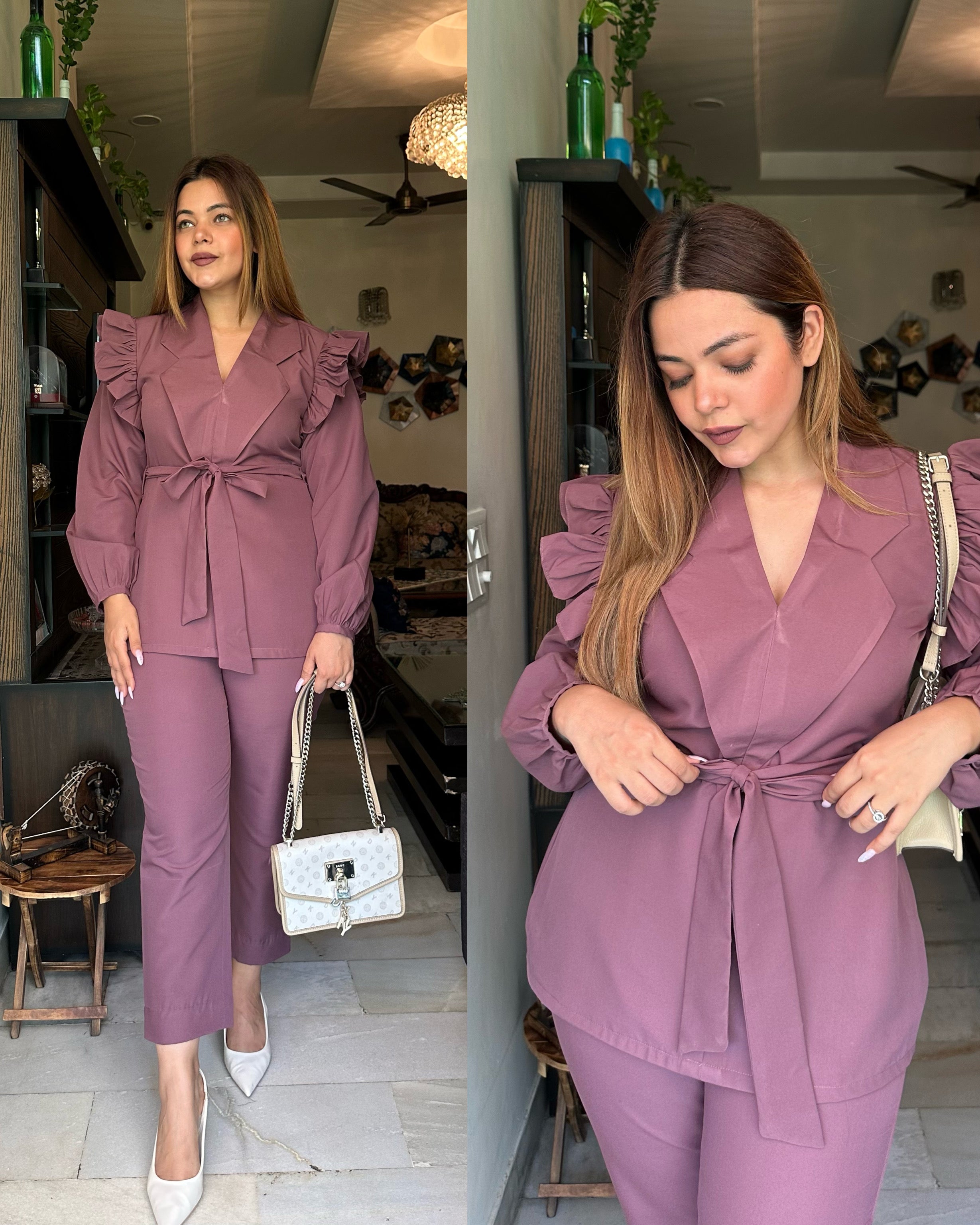 Deep purple frill set – SRISHTI