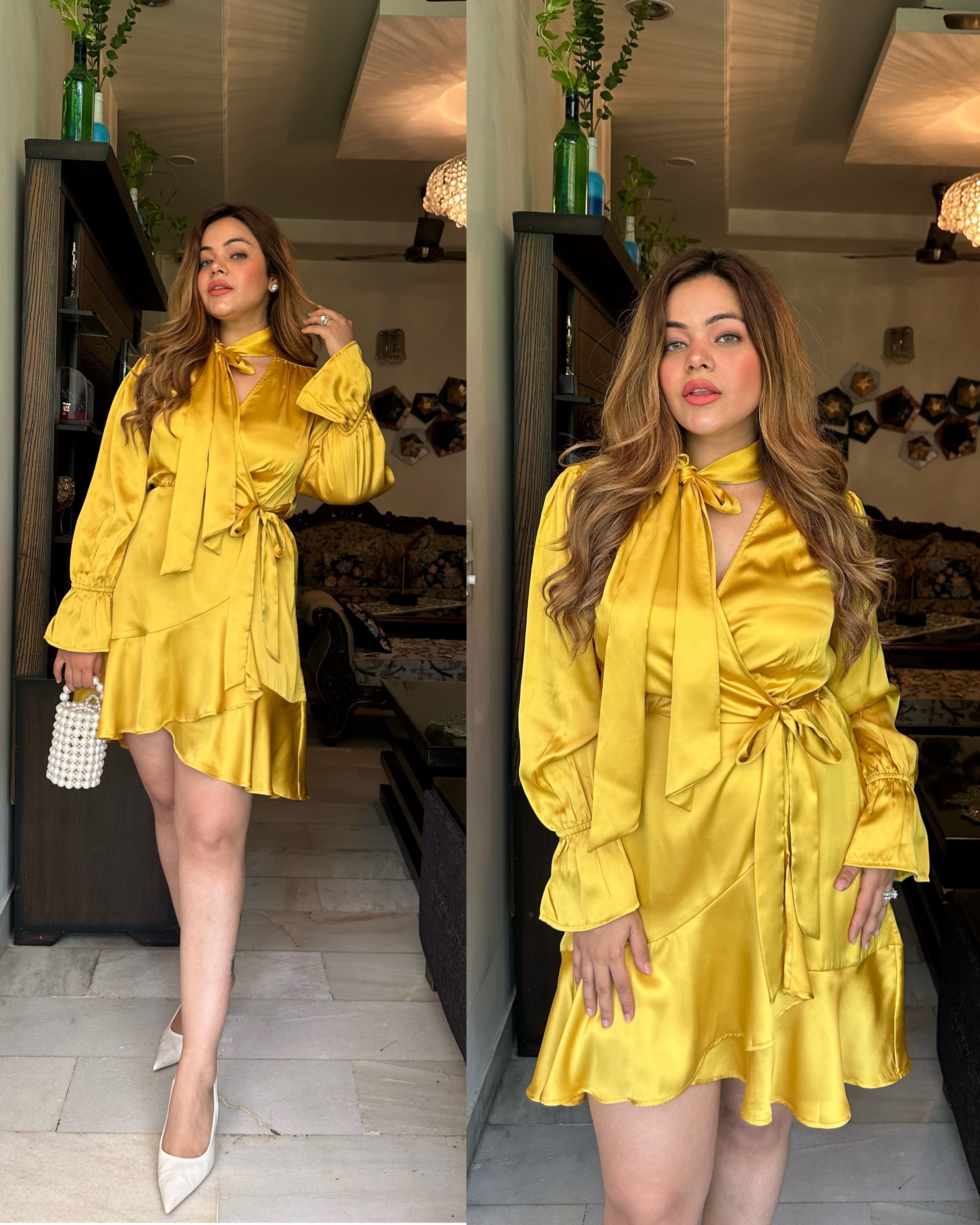 Golden satin dress – SRISHTI