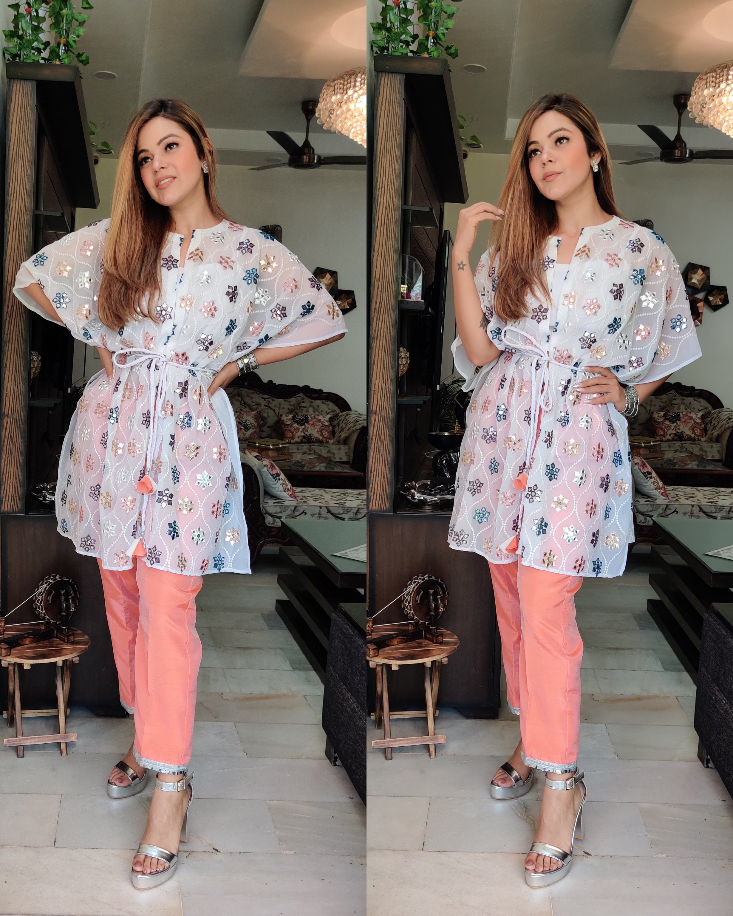 Embroidered mirror work set – SRISHTI